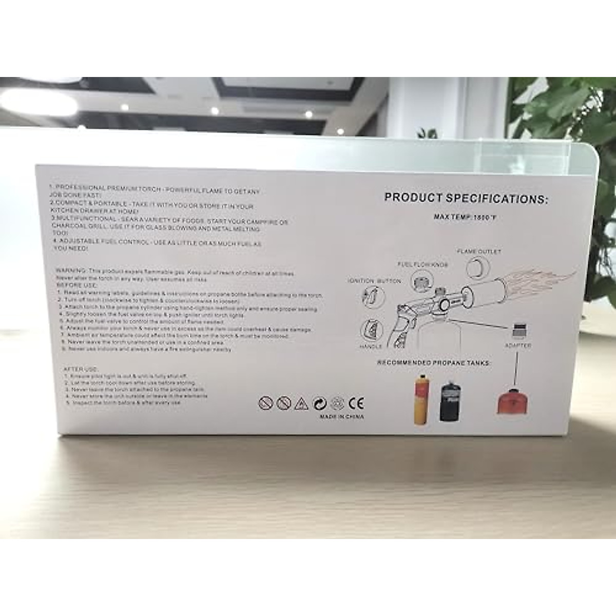 POWERFUL Kitchen Cooking Torch - Sous Vide - Propane Torch - Charcoal Torch Lighter - Grilling Culinary Kitchen Torch, Outdoor Cooking Torch for BBQ Searing Steak, Creme Brulee (Tank Not Included)