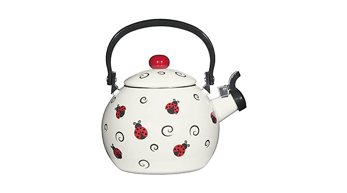Cute Ladybug Tea Kettle - Whistling Enamel Teapot