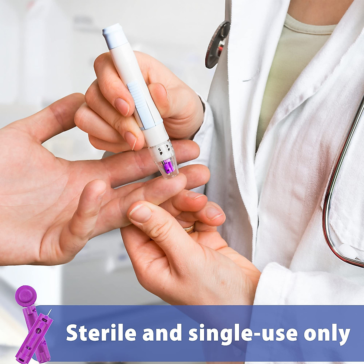 LotFancy Lancets for Blood Testing, 30 Gauge, 100-Count Twist Top Lancets for Glucose Diabetes Testing, Sterile, Disposable, Diabetic Supplies, Blood Sugar Test