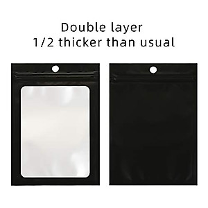 KESOTO 100 Pack 4x6 Inches Thicken Black Packaging Bags with Clear Front Window for Lip Gloss, Food Storage