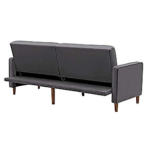 HABITRIO Loveseat, Modern Velvet Upholstered Sofa Bed w/Square Armrest, Tapered Legs, 2 Individual Backs w/ 3 Adjustable Position, 78” Sofa Couch, Easy Assembly for Living Room, Bedroom (Grey)