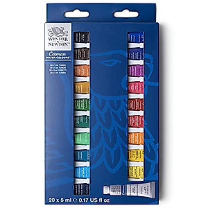 Winsor & Newton Cotman Watercolor Paint Set, 20 Colors, 5ml (0.17-oz) Tubes