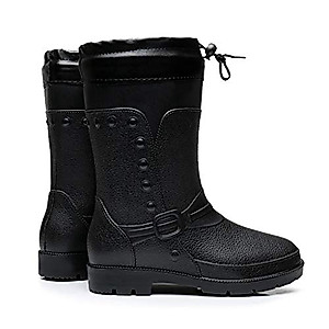 justHIGH Women's Mid Calf Rain Boots Collar Boots Ultra Lightweight Garden Shoes Slip On Non-Slip Rubber Waterproof Boots