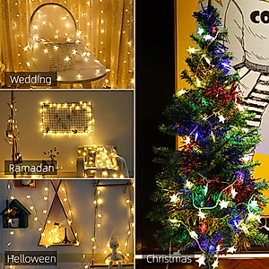 Yummuely Star Lights Star String Lights 10Ft 20 LED Star Fairy Lights Battery Operated Waterproof Indoor Outdoor Twinkle Christmas Lights for Bedroom Party Wedding Xmas Tree Decoration (Warm White)