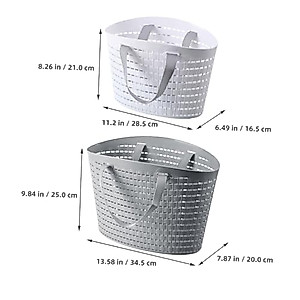 2pcs Plastic Laundry Basket The Tote Bag Basket for Blankets Hanger for Storage All Toiletry Bucket Cleaning Basket Hollow-out Basket Sundries Storage Bin Bedroom Storage Basket HOMOCONO