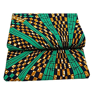 African Fabric 100% Cotton Ankara Wax Print Fabric 6 Yards Cloth for Party Dress