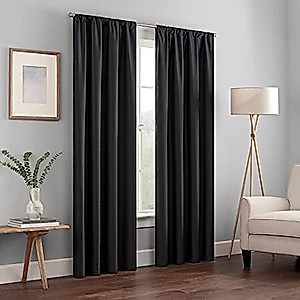 ECLIPSE Kendall Modern Blackout Thermal Rod Pocket Window Curtain for Bedroom or Living Room (1 Panel), 42 X 63, Black