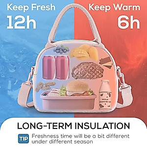 TOURIT Womens Lunch Bag Insulated Lunch Box Cute Lunch Bags for Women, Work, Picnic, Pink