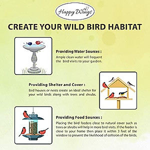 Happy Wings Black Oil Sunflower Bird Food, 5 Pounds | No Grow Seed | Bird Seed for Wild Birds