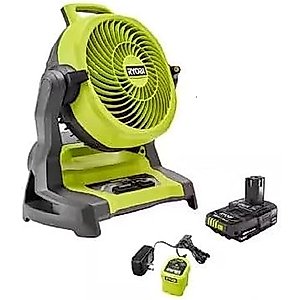 RYOBI ONE+ 18V Cordless 7-1/2 in. Bucket Top Misting Fan Kit with 1.5 Ah Battery and Charger Yellow/Black Medium PCL85 (Renewed)