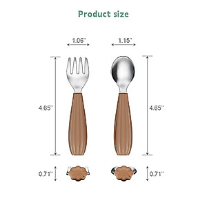 Hippywell Toddler Utensils, 6PCS Toddler Forks and Spoons Set, Kids Silverware Set with Silicone Anti-Choke Handle, Self-Feeding Toddler Utensils, Children Safe Flatware, Khaki/Green/Natural