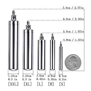 HZMAN Capsule Pendant Necklace Stainless Steel Cremation Urn Jewelry Ashes, 5 sizes (XL)