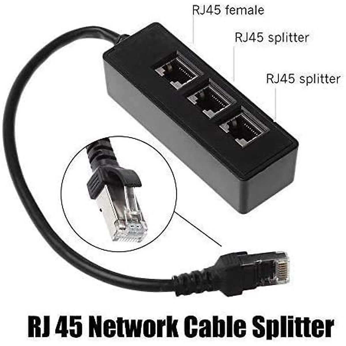 KOROMU RJ45 Ethernet Splitter Cable,RJ45 1 Male to 3 x Female LAN Ethernet Splitter Adapter Cable Suitable Super Cat5, Cat5e, Cat6, Cat7 LAN Ethernet Socket Connector Adapter