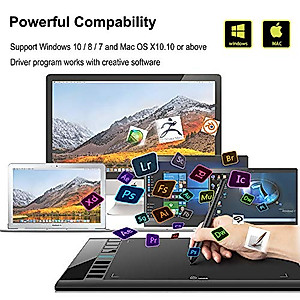 UGEE M708 10 x 6 inch Large Drawing Tablet with 8 Hot Keys, Passive Stylus of 8192 Levels Pressure, Graphics Tablet for Paint, Design, Art Creation Sketch