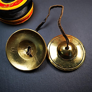 Gandhanra Tibetan Tingsha Bell Set - Tibetan Cymbals - for Sound Healing, Yoga, Meditation, and Mindfulness,Handmade in Nepal,Made of Brass,Plain Pattern,6.5cm/2.6 inch