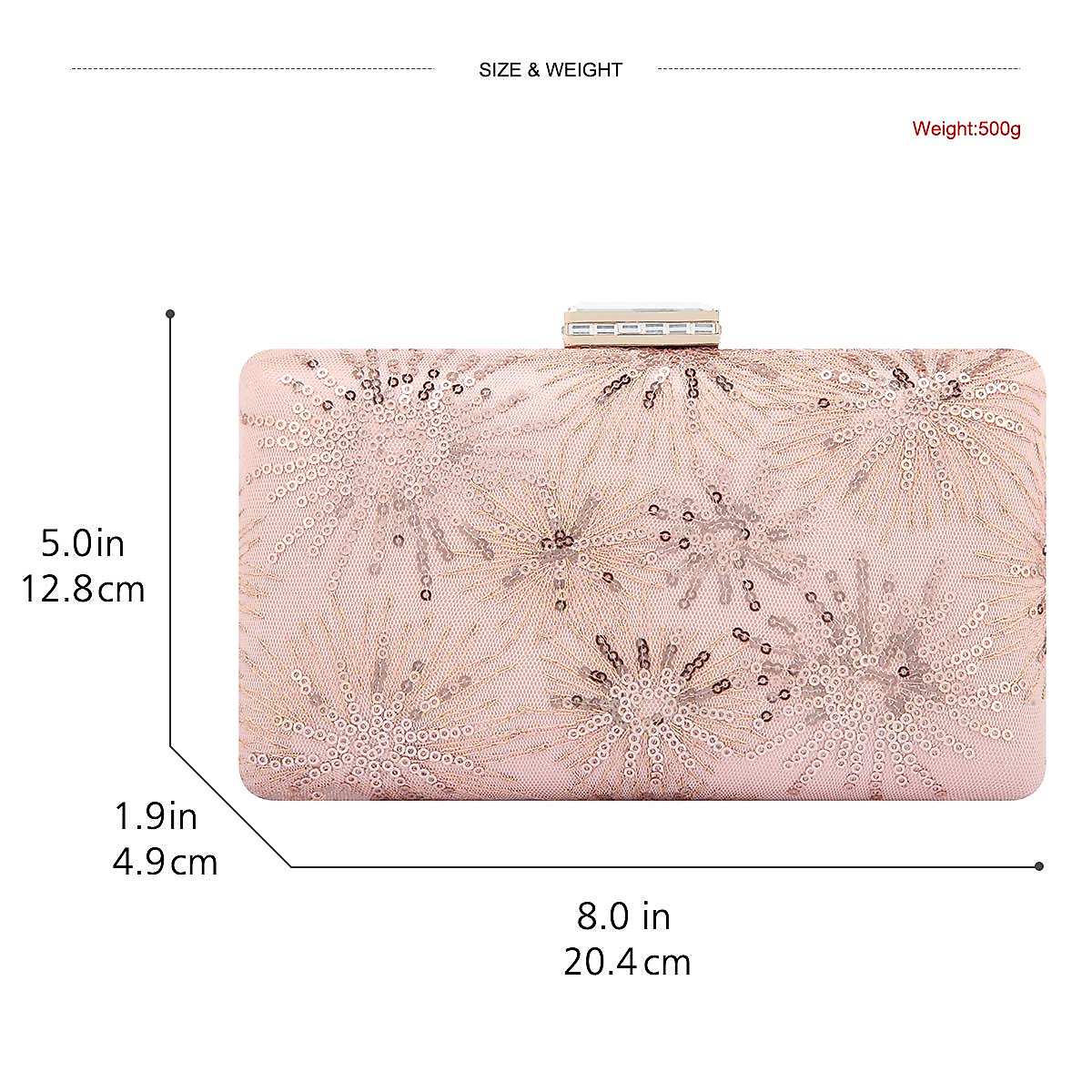 Fawziya Evening Clutch Rhinestone Sequin Fireworks Embroidered Novelty Oversized Purses For Women Formall-Champagne