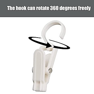 Wangzzniu 10 Pcs Hanging Laundry Hooks Clip Plastic Swivel Hanging Towel Clips Strong Clips with Hanger Hook for Wardrobe Boot Hat Curtain Socks Sheets Beach Towel,Black+white