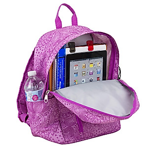 BODHI Adorn Casual Paisley Midi Backpack, 15" Tall, Blackberry/Colorful Paisley Print