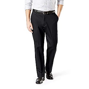 Dockers Men's Classic Fit Signature Khaki Lux Cotton Stretch Pants (Regular and Big & Tall), Black, 44W x 30L