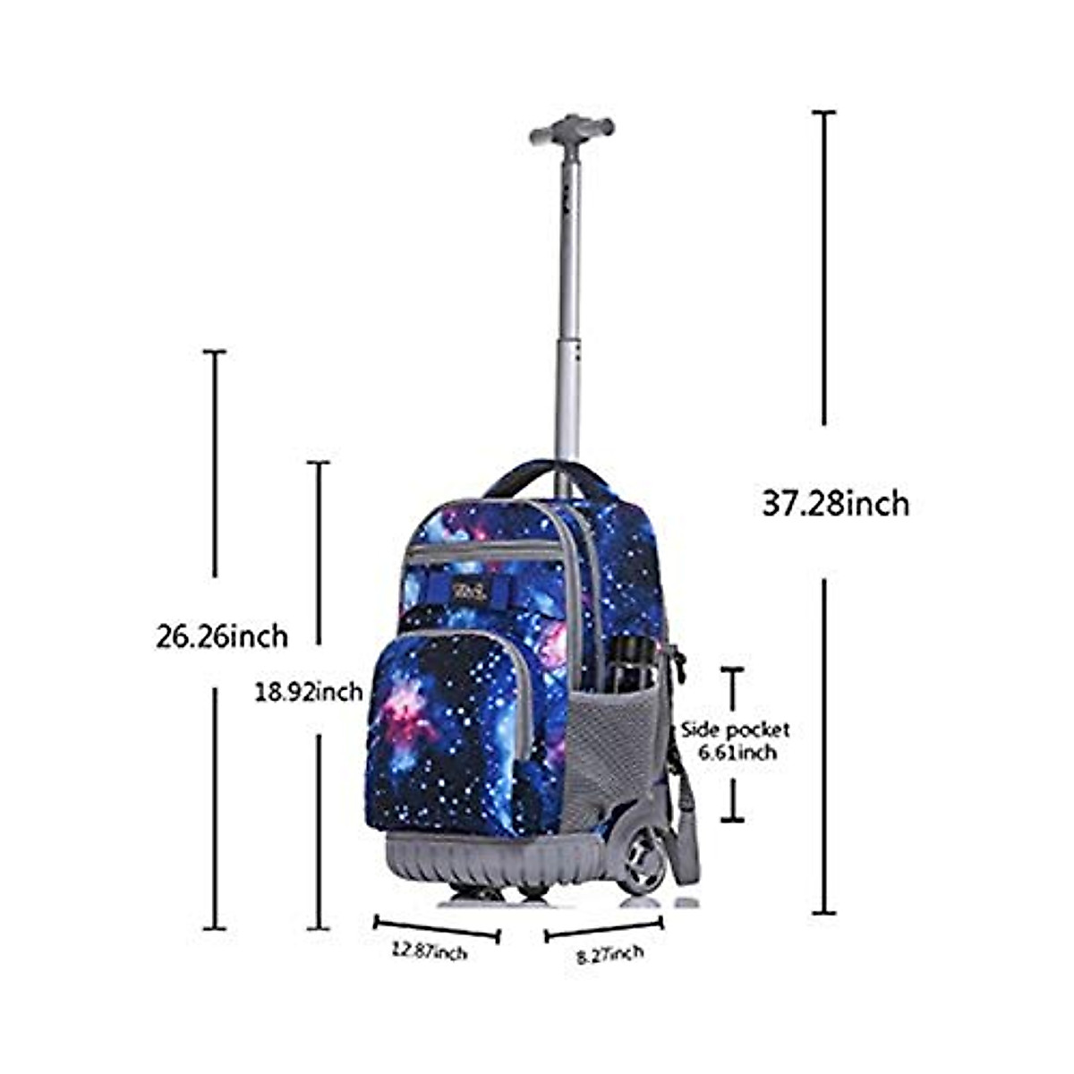 Tilami Rolling Backpack Laptop 18 inch with Lunch Bag, Galaxy