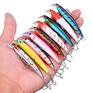 Aorace 43pcs Bass Fishing 56pcs Lures Kit Set Topwater Hard Baits Minnow Crankbait Pencil VIB Swimbait for Bass Pike Fit Saltwater and Freshwater