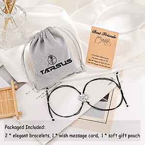 Tarsus Friendship Bracelets Matching Best Friend Bracelet for 2 BFF Jewelry Galentines Day Friendship Birthday Gifts for Women Girls