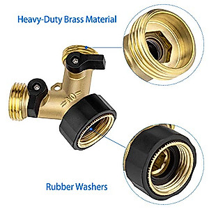 3 Pack Hose Splitter, Heavy Duty Garden Hose Splitter 2 Way Y Valve Hose Connector Splitter Solid Brass Garden Hose Adapter With Extra 12 Rubber Washers, Fit For All Standard Faucet And Garden Hose