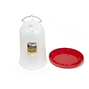 Plastic Poultry Drinker (3 Gallon) - Little Giant - Heavy Duty Plastic Gravity Fed Water Container Jar (Red) (Item No. 7906)