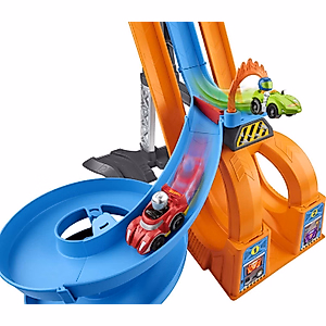 Fisher-Price Little People Toddler Playset, Hot Wheels Racing Loops Tower, Spiral Racetrack with Stunt Ramp and Sounds