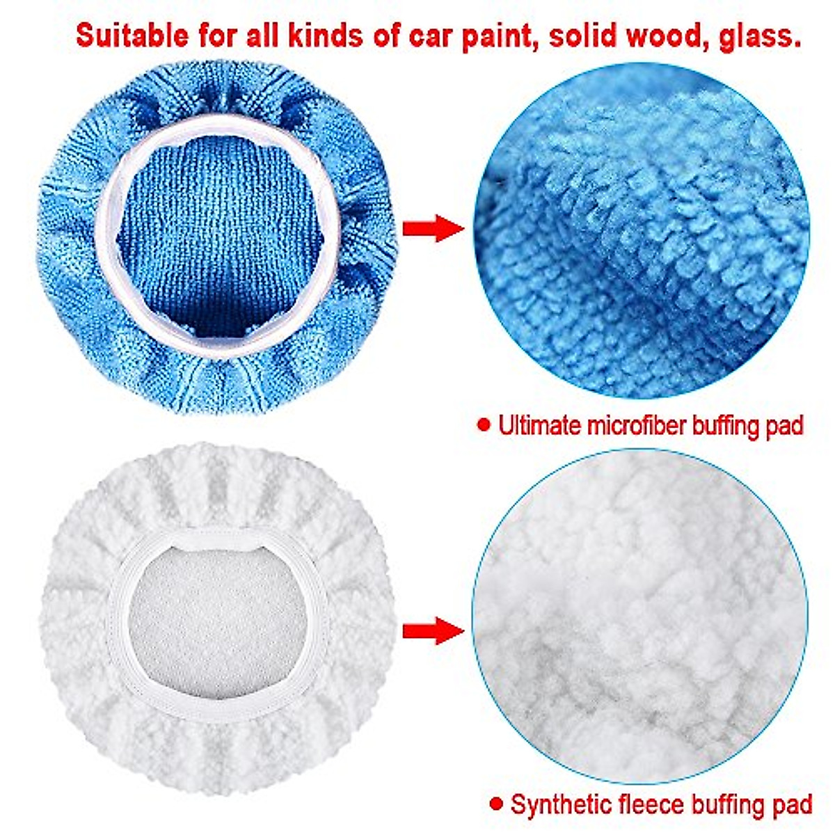 SIQUK 12 Packs Car Polisher Pad Bonnet Set (5 to 6 Inches) Including 10 Packs Microfiber Car Polishing Bonnet and 2 Packs Waxing Bonnet for Car Polisher