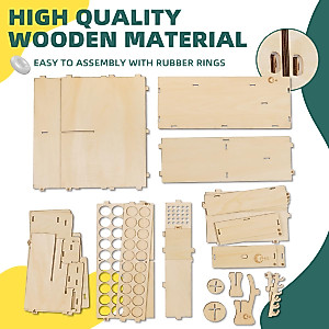 OPHIR Wooden Paint Organizer, Miniature Paint Holder Storage Rack for 60 Acrylic Model Paint Bottles with 2 Drawers, 2 Painting Handle, 25 Paint Brush Holes and 1 Brush Holder for Miniature Paint Set