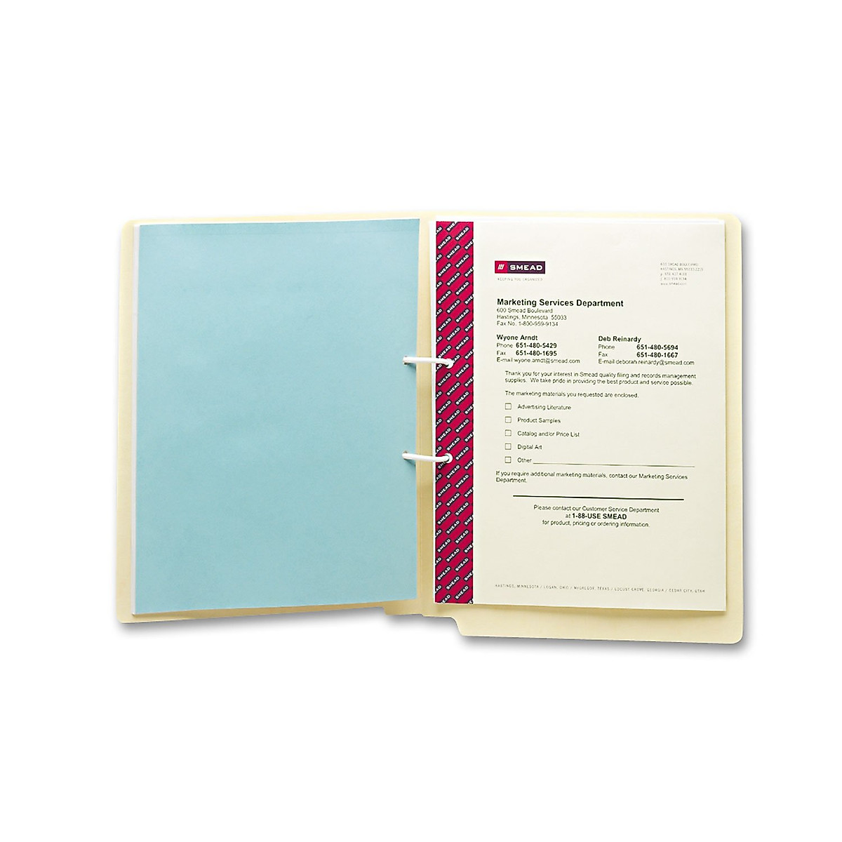 Smead U-Clip Bonded Fastener, 2" Capacity, Red, 100 per Box (68260)