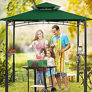 ABCCANOPY 8'x 5' Grill Gazebo Canopy - Outdoor BBQ Gazebo Shelter with LED Light, Patio Canopy Tent for Barbecue and Picnic (Forest Green)
