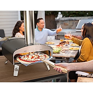 Mimiuo Portable Wood Pellet Pizza Oven with 13" Pizza Stone & Foldable Pizza Peel - Wood-Fired Pizza Oven for Outdoor Cooking - Finished with Black Coating (Classic W-Oven Series)