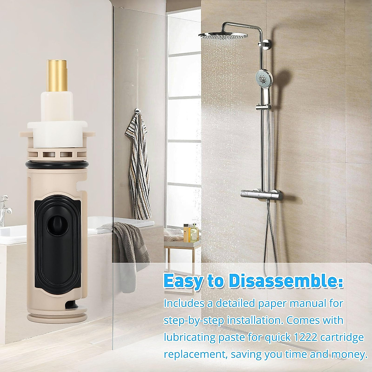 1222 Replacement Cartridge Kit for Moen One-Handle Posi Temp Faucets, Compatible with Moen Tub Shower