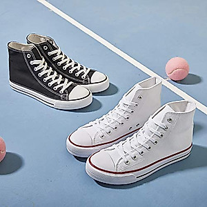 yageyan Womens High Top Canvas Sneakers Lace up Fashion Shoes for Women Casual Classic（Black,8）