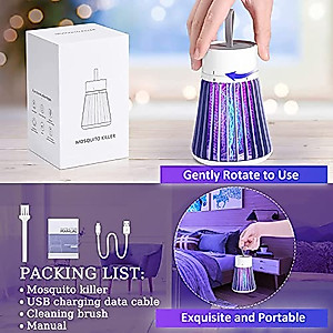 Bug Zapper, Mosquito Zapper Indoor Outdoor, UV Light Mosquito Killer USB Rechargeable Mosquito Trap Portable Fly Zapper with Hanging Hoop, Mosquito Repellent Outdoor Patio, Backyard, Garden, Camping