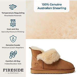 Dearfoams Women's Fireside Perth Genuine Shearling Indoor/Outdoor Water Resistant Foldover Boot