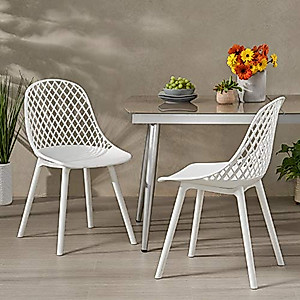 Christopher Knight Home Delora Outdoor Dining Chair (Set of 2), White