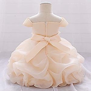 6M-5T Sequins Embroidered Lace Shoulder Off Princess Dress Toddler Baby Girls Wedding Bridesmaid Party Dresses Golden 70