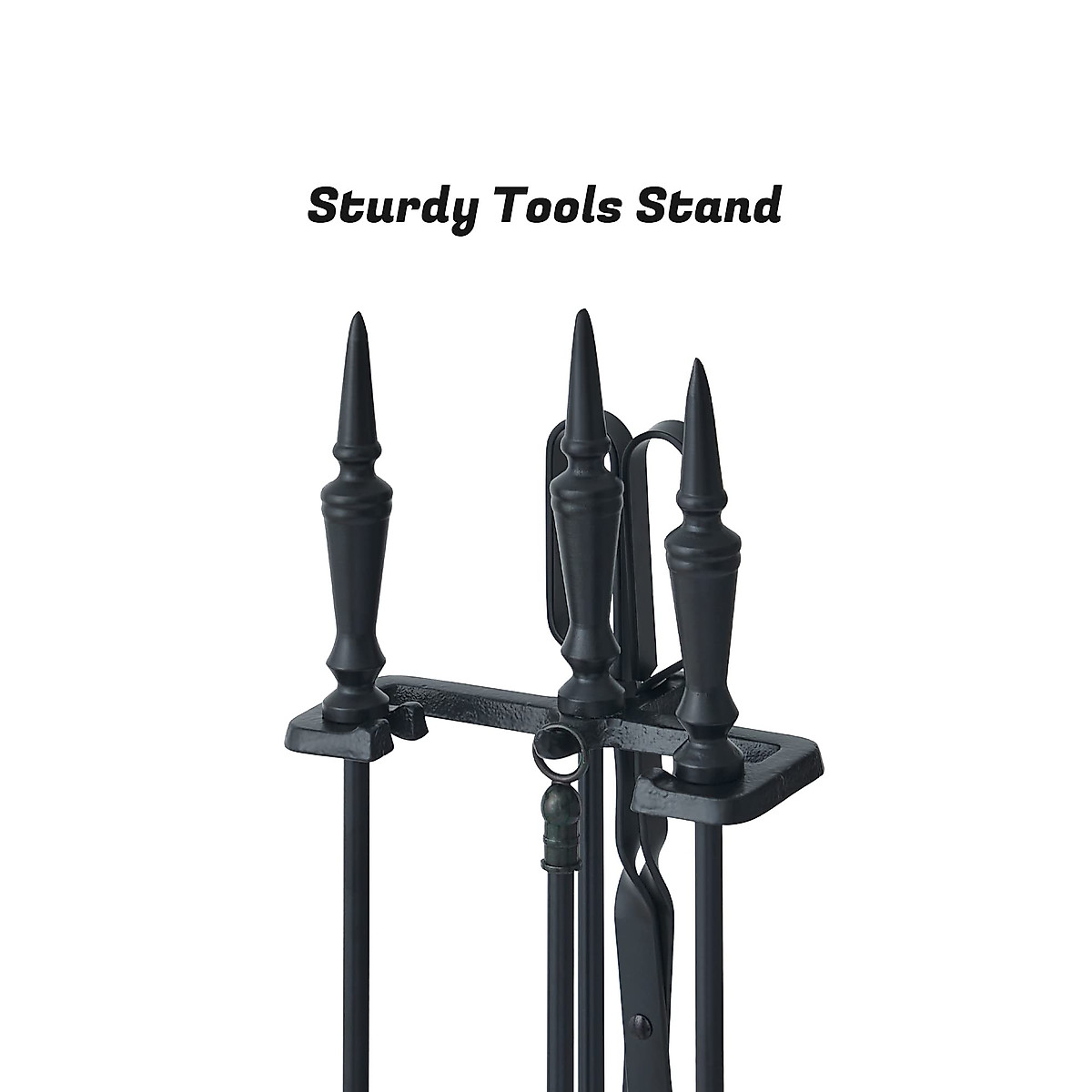 Lichamp Gothic Fireplace Tools Set, 5-Pieces Indoor Outdoor Sturdy Fire Place Poker Sets with Gothic Handle, FTS35BK