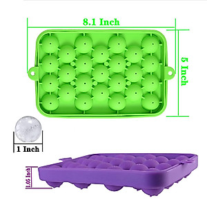 Lesunsul Ice Tray, Round Ice Trays, Pack of 2 Small Round Ice Trays, Silicone Small Ice Ball Trays, Easy-Release 25pcs Small Ice Ball, for Freezer, Cocktail, Whiskey, Juice, BPA Free