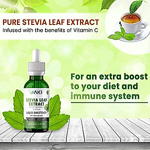AKI Liquid Stevia Drops Sweetener (1.75 fl oz / 50 ml) Ideal for Coffee, Tea, Iced tea, Lemonade, Frostings, Smoothie, other Beverages or Yogurt | NON-GMO, Sugar-Free | Pack of 1