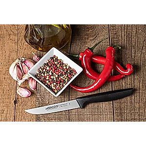 ARCOS Knife Set 4 Inch Nitrum Stainless Steel and 202 mm blade. Professional Knife for Peeling Fruits and Vegetable. Ergonomic Polyoxymethylene Handle and 110 mm Blade. Series Universal. Color Black.