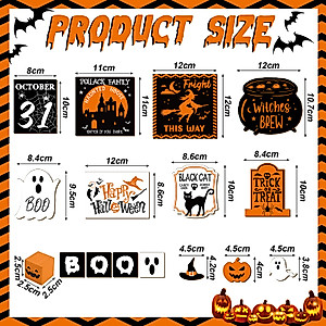 19 Pcs Halloween Tiered Tray Decorations Set Halloween Farmhouse Tray Decoration Boo Happy Halloween Wooden Signs Rustic Tiered Tray Decor Items for Home Table Kitchen Party