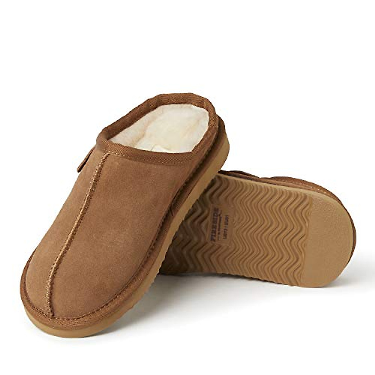 Fireside by Dearfoams Dempsey Genuine Shearling Clog, Chestnut, 2 Big Kid