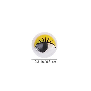TEHAUX 100pcs Animal Lash Accessories Mini Doll Eyeballs Wiggle Craft Stickers Eyes Yellow DIY Eyes DIY Animal Eyes Self Made Wiggle Eyes with Eyelashes DIY Cartoon Eyes