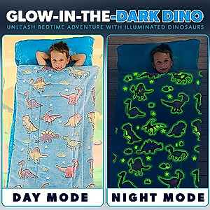 Dinosaur Sleeping Bags – Cozy Sleeping Bag for Boys Girls Aged 2-12 – Glow in The Dark Dinosaur Design – Ultra-Soft and Comforting Kids Sleeping Bag – 33 x 66-inch