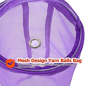 EXCEART 2Pcs Yarn Storage Case Empty Small Round Mesh Storage Bag Portable Knitting Yarn Balls Organizer Basket Crochet Thread Sewing Accessories Storage Tote