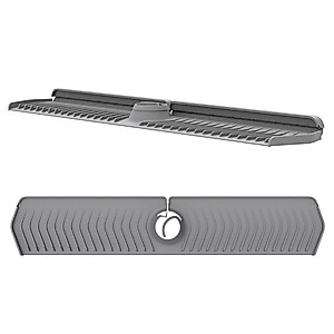 30 inch XXL long sink splash guard, sloped for water runoff, heavy duty adjustable fit splash guard, kitchen sink mat, faucet handle drip catcher, water counter protector, faucet draining mat